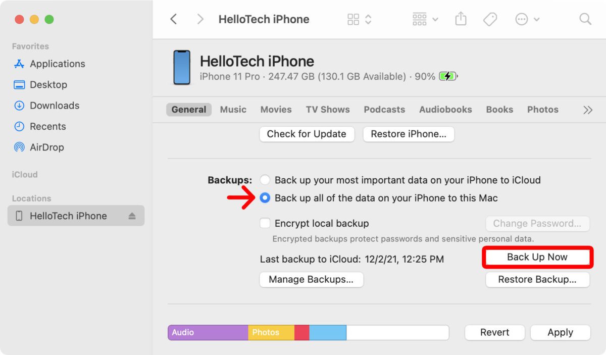 How to Back Up Your iPhone to iCloud, Mac, or Windows : HelloTech How